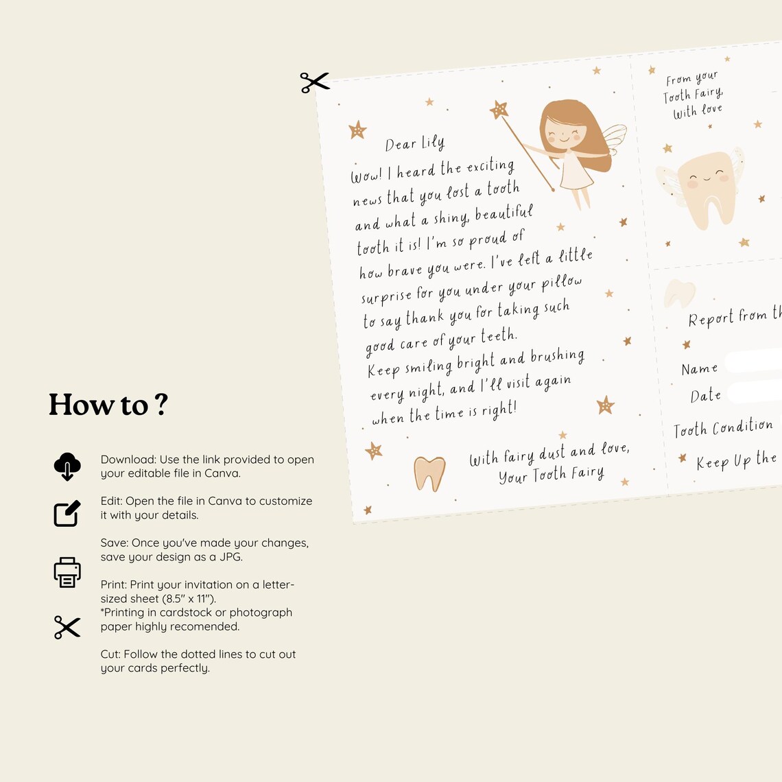 Tooth Fairy Letter and Tooth Fairy Report, Tooth Fairy Visit ...