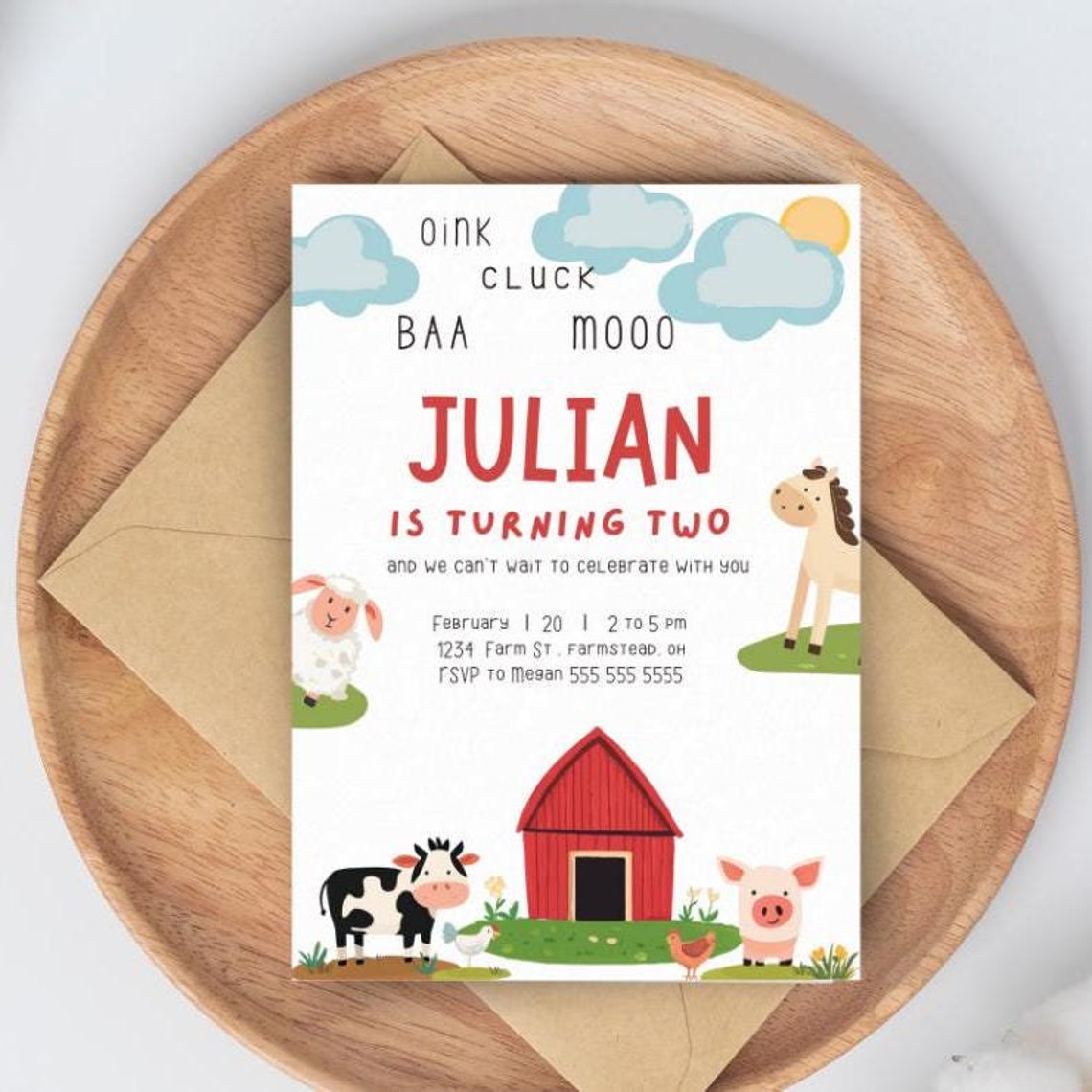 Farm Birthday Invitation Template, Farm Animals Invitation INSTANT ...