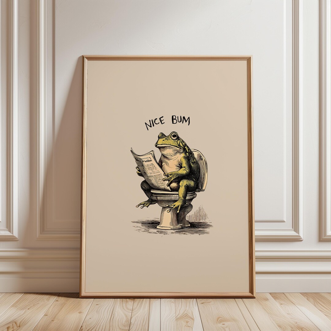 Funny Nice Bum Frog Poster, Bathroom Humor Wall Art, Quirky Animal ...