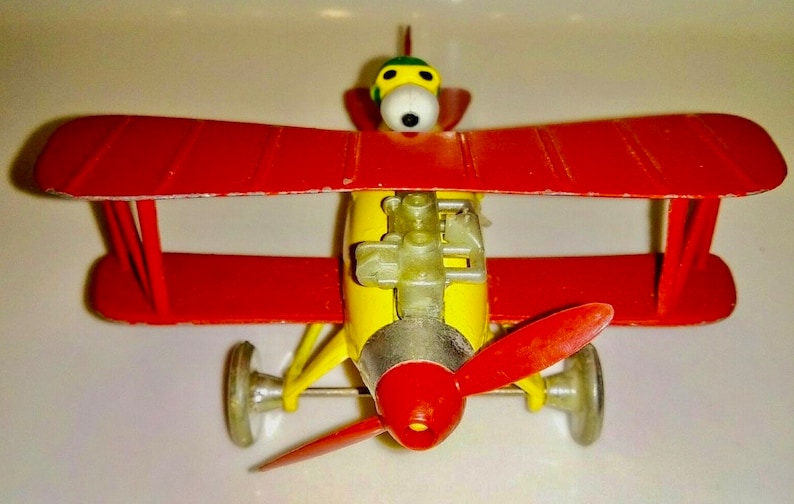 Snoopy Biplane Die Cast 1965 Metal Plane Peanuts AVIVA TOY CO - Etsy