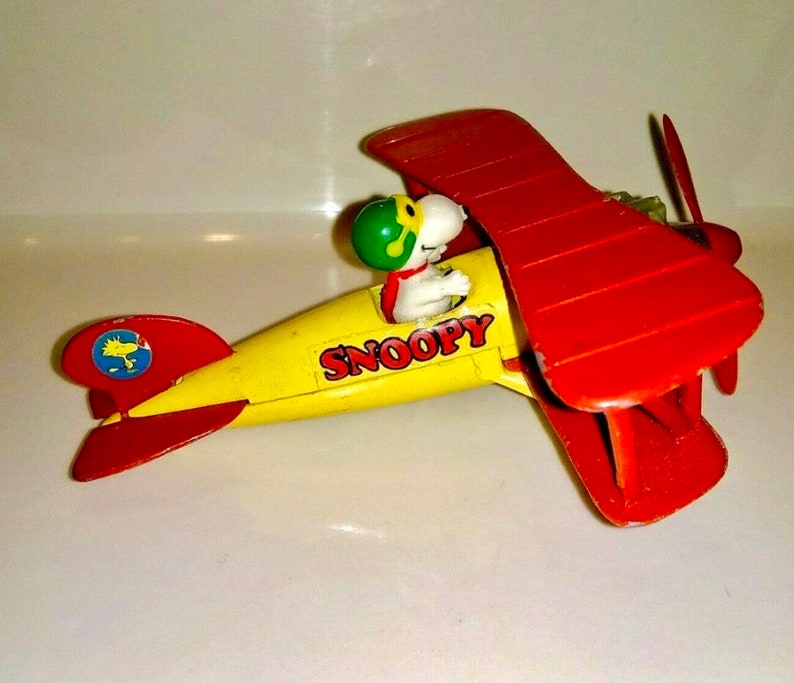 Snoopy Biplane Die Cast 1965 Metal Plane Peanuts AVIVA TOY CO - Etsy