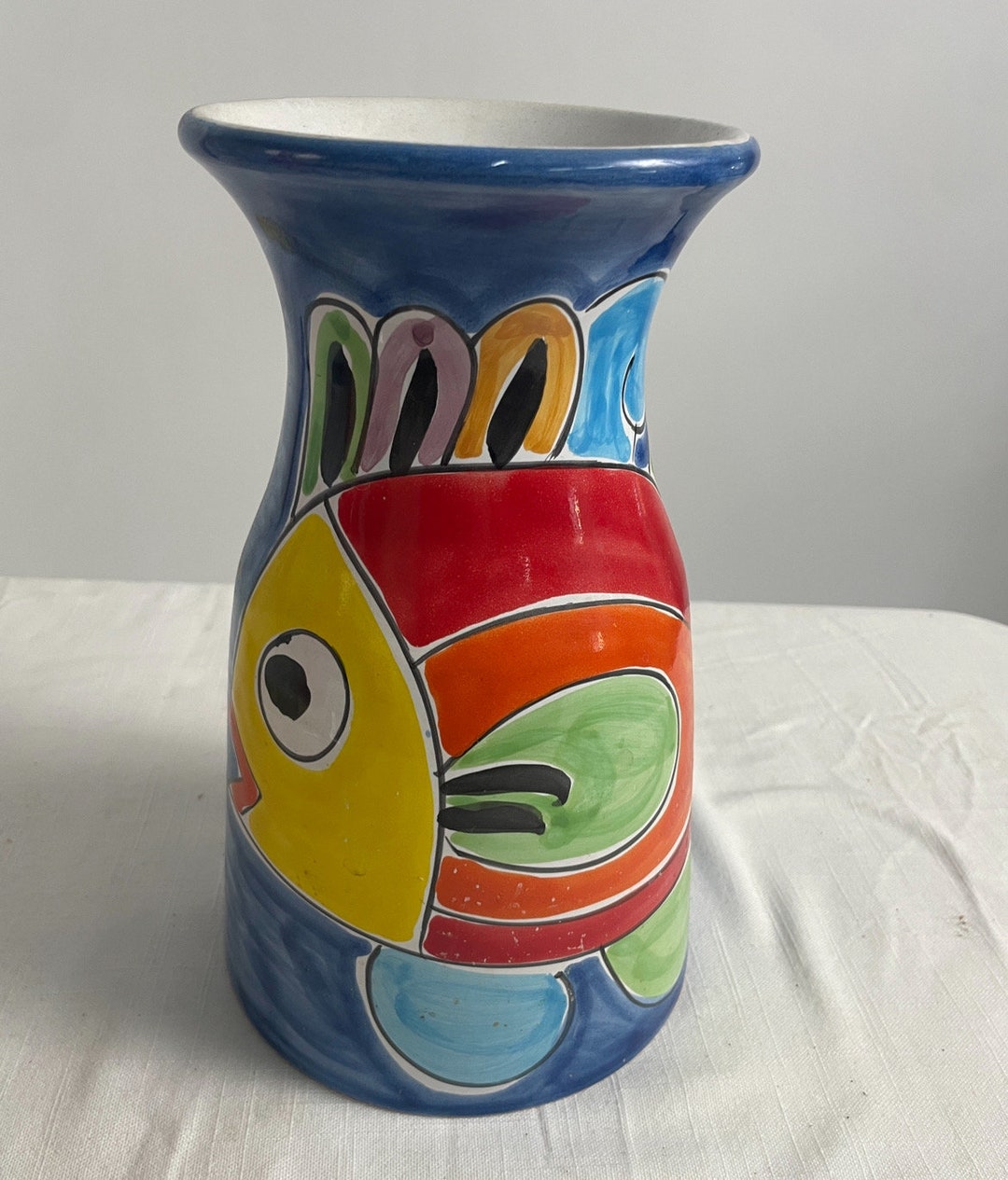 La Musa Vase Italian Pottery FISH Old Hand Painted Vase Vintage Mid ...
