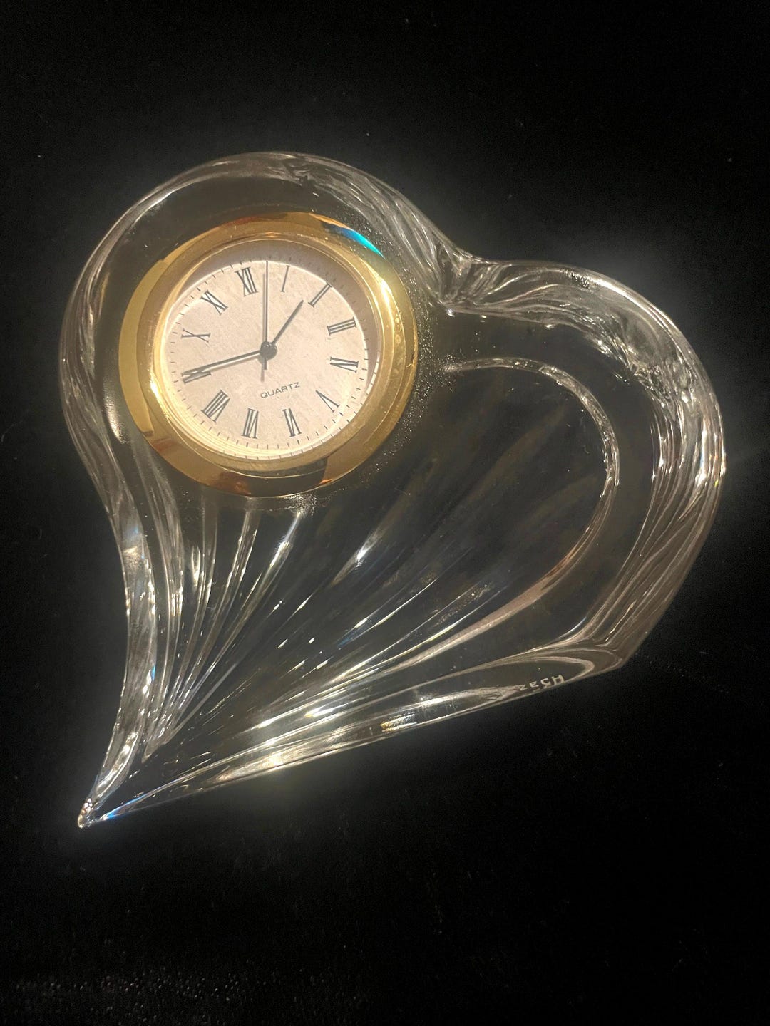 ROYAL Limited Heart SHAPE Crystal GLASS Legends Quartz Clock - Etsy