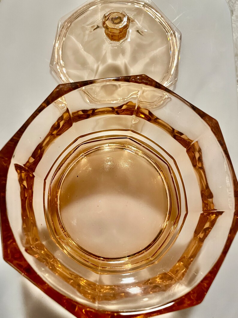 Indiana Glass Concord Pink Octagon Candy Dish Lid 1930’s Depression ...