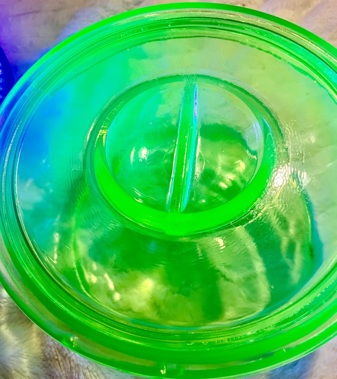 Vintage Large Uranium Glass Refrigerator Dish Round Lidded Covered ...