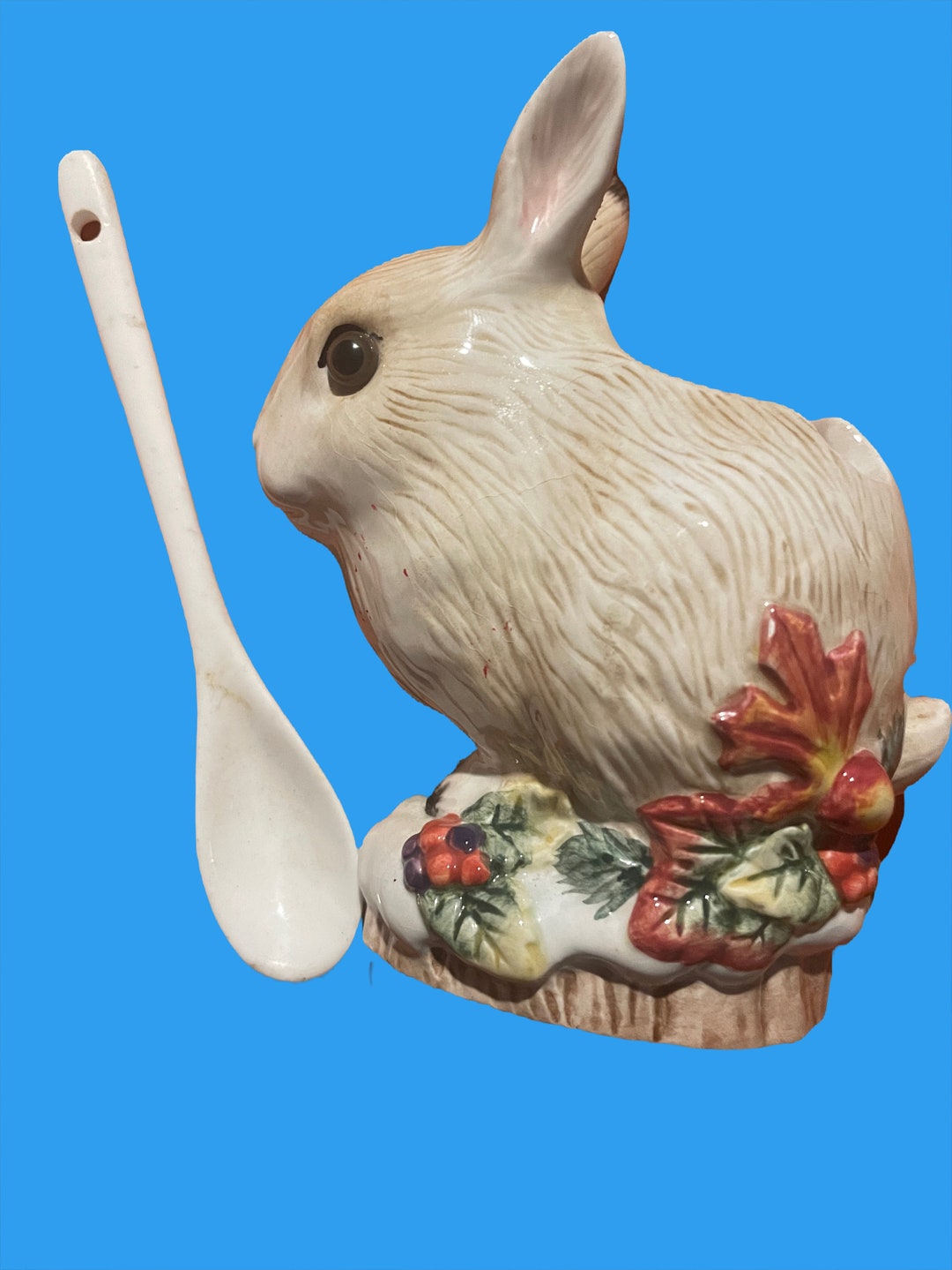 Vintage Fitz and Floyd Bunny Sugar With Spoon - Etsy