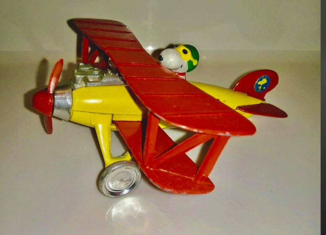 Snoopy Biplane Die Cast 1965 Metal Plane Peanuts AVIVA TOY CO - Etsy