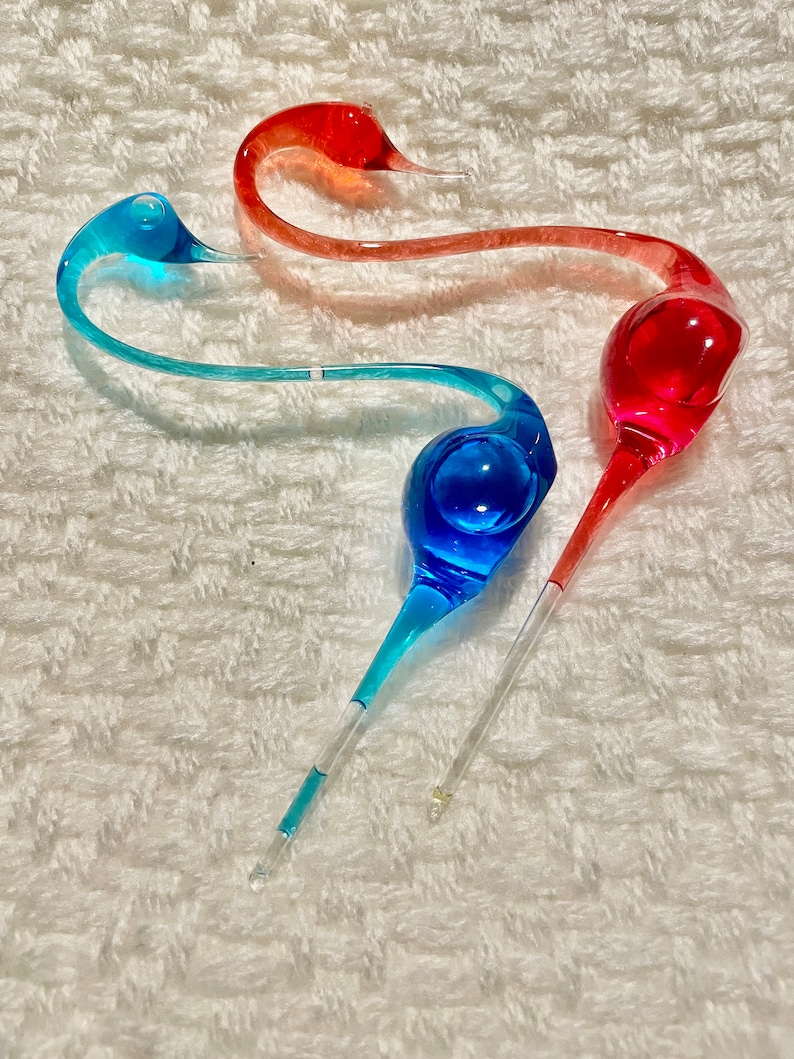 Blown Glass Swan Filled With Colored Water Barometer - Etsy