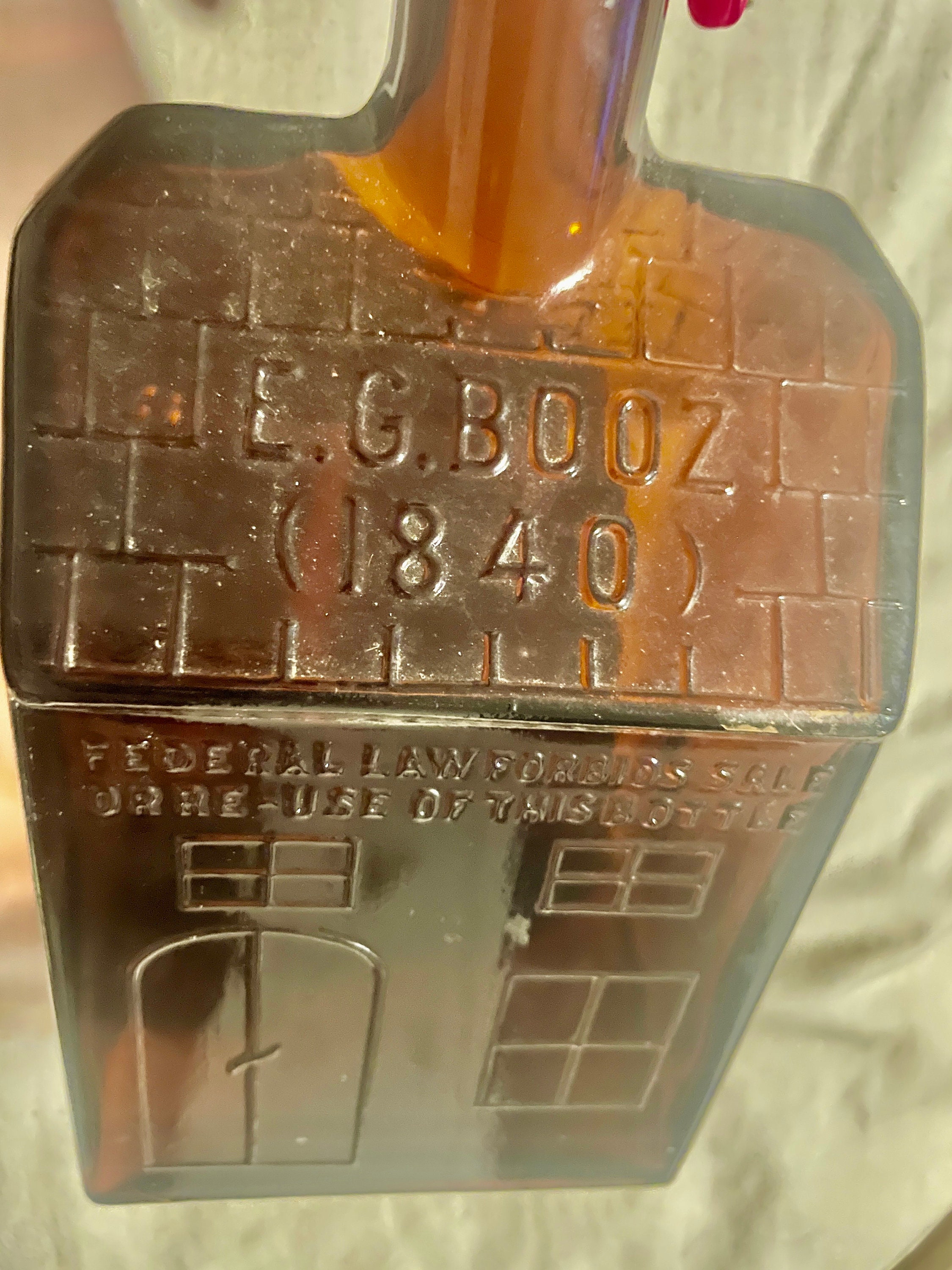 E.G Booz’s Old Cabin Whiskey Bottle Purple Amethyst Glass 8" 1840 ...