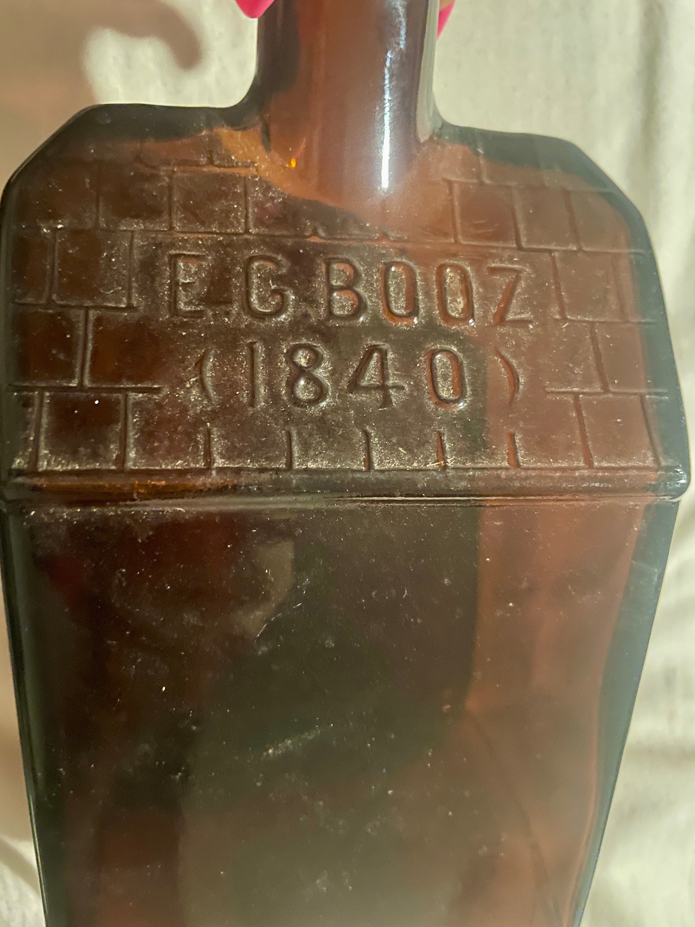 E.G Booz’s Old Cabin Whiskey Bottle Purple Amethyst Glass 8" 1840 ...