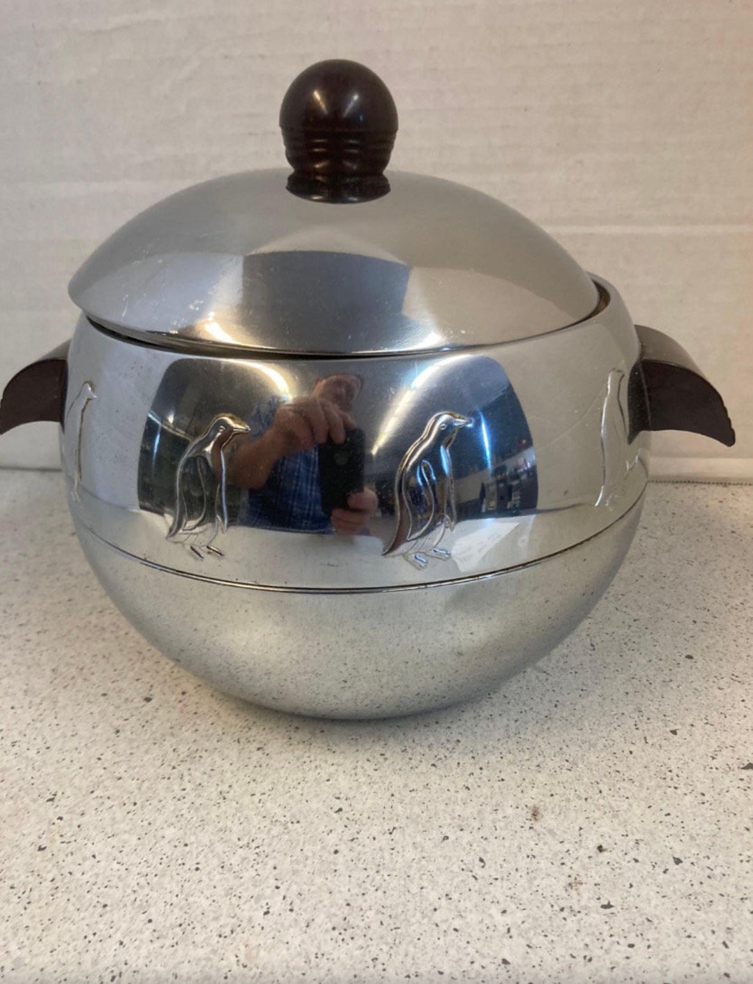 Penguin MCM Ice Bucket 1950. Chrome and Brown - Etsy