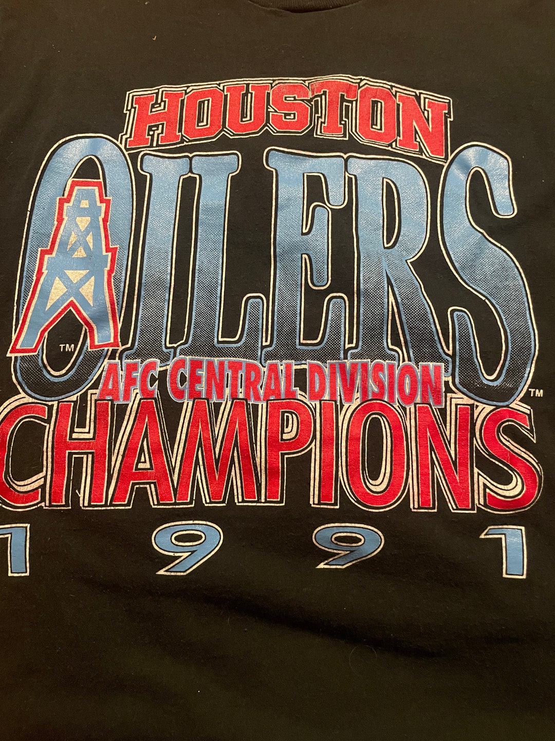 Vintage Houston Oilers 91 Division Champs Black Tshirt Size L - Etsy