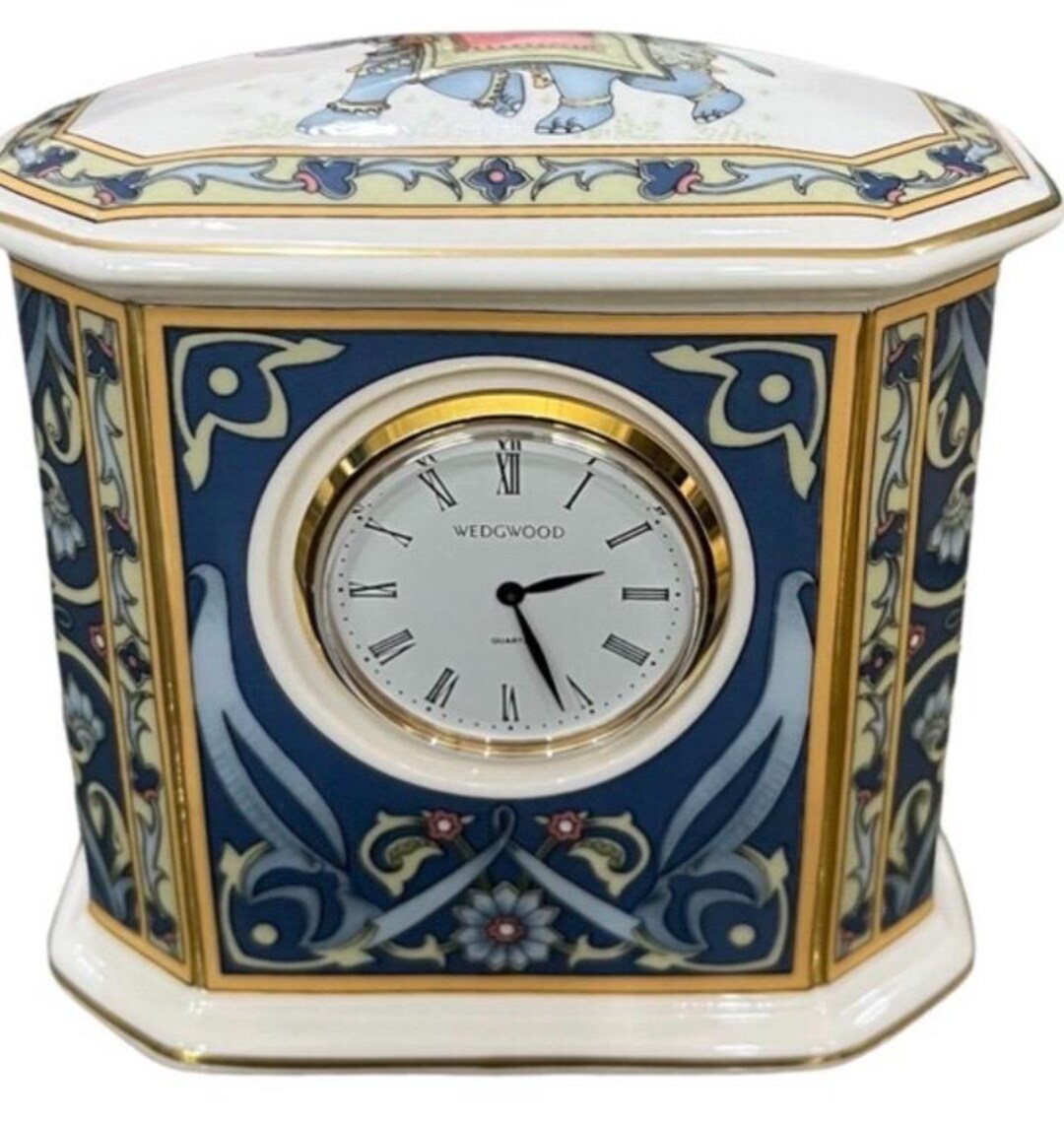 Wedgwood Blue Elephant Pattern Vintage Desk Clock Elephant Gift. Free ...