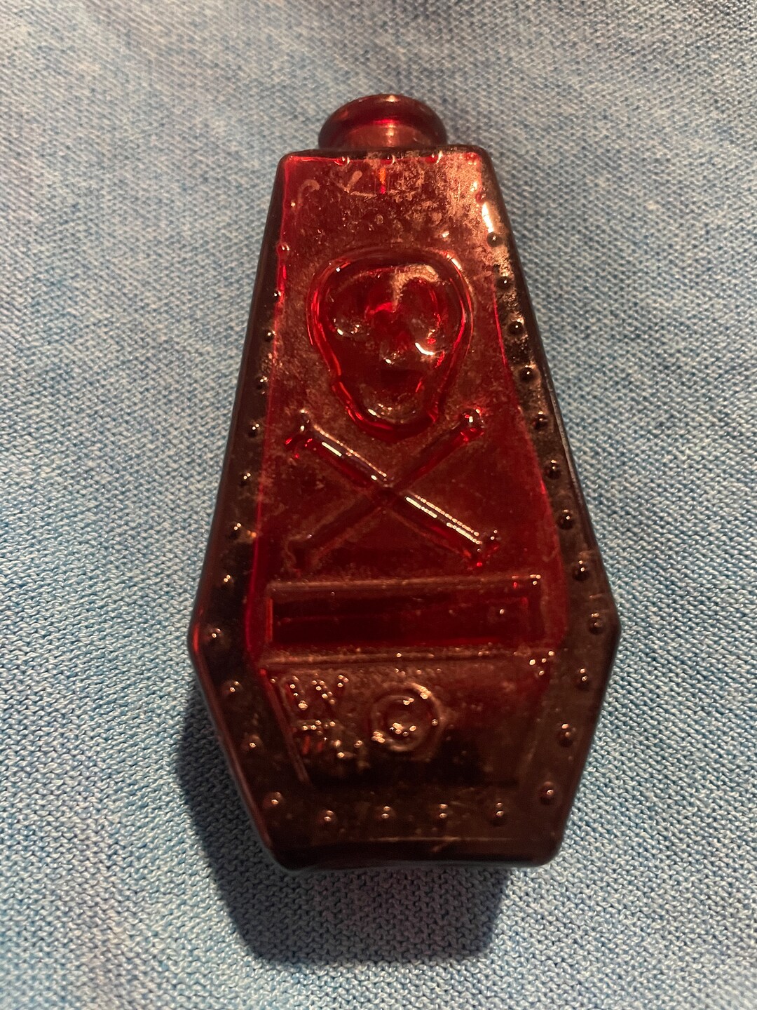 Ruby Red Mid Century Poison Bottle by Wheaton Coffin Shaped With Skull ...