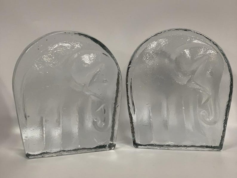 Vintage Blenko Glass MCM Elephant Bookends 2pc Set 6.5”h X 5.5”w - Etsy