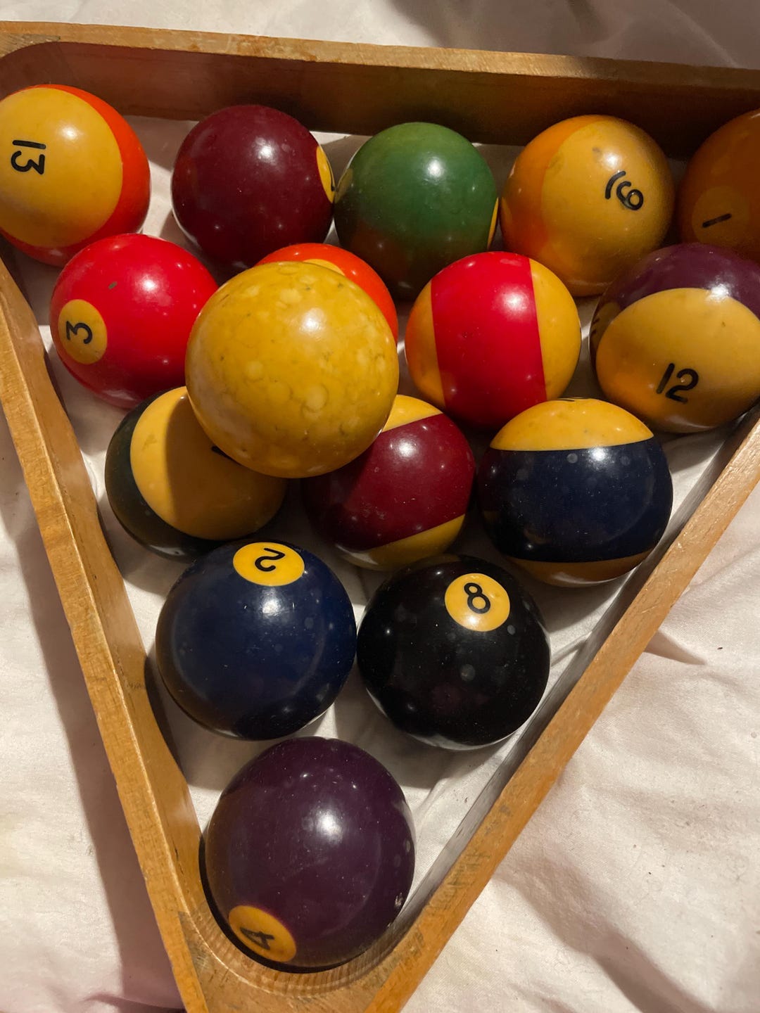 Original Vintage Set of Billiard Pool Balls With Triangle -free ...