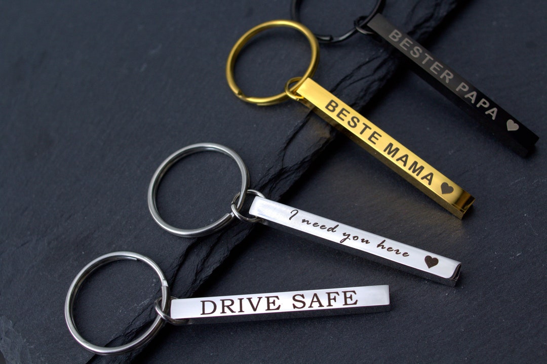 Personalized Key Ring With Engraving, High-quality Stainless Steel, 4 ...