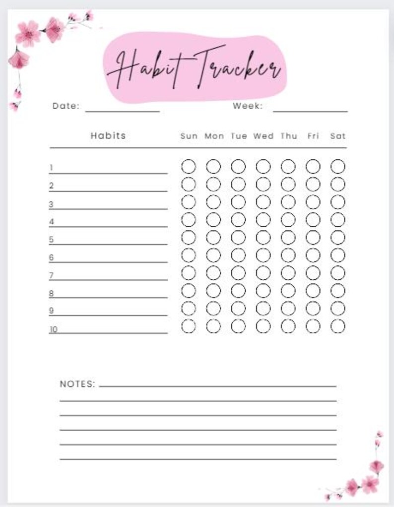 Habit Tracker | Printable | Downloadable PDF - Etsy