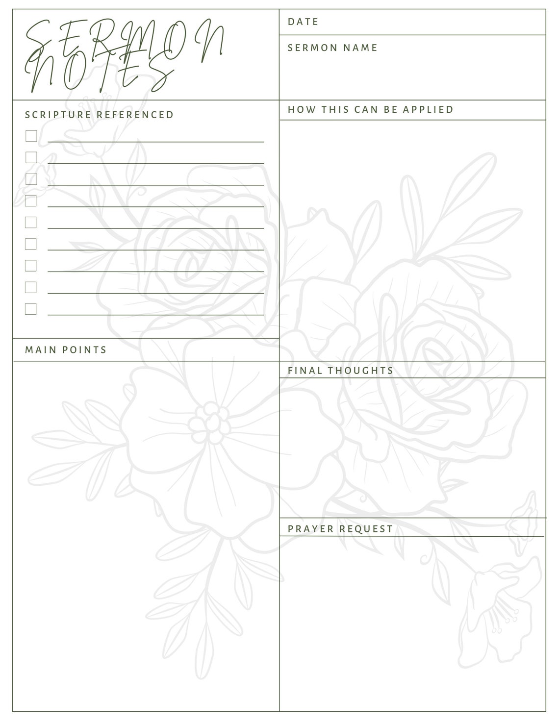 Church Notes PDF - Etsy