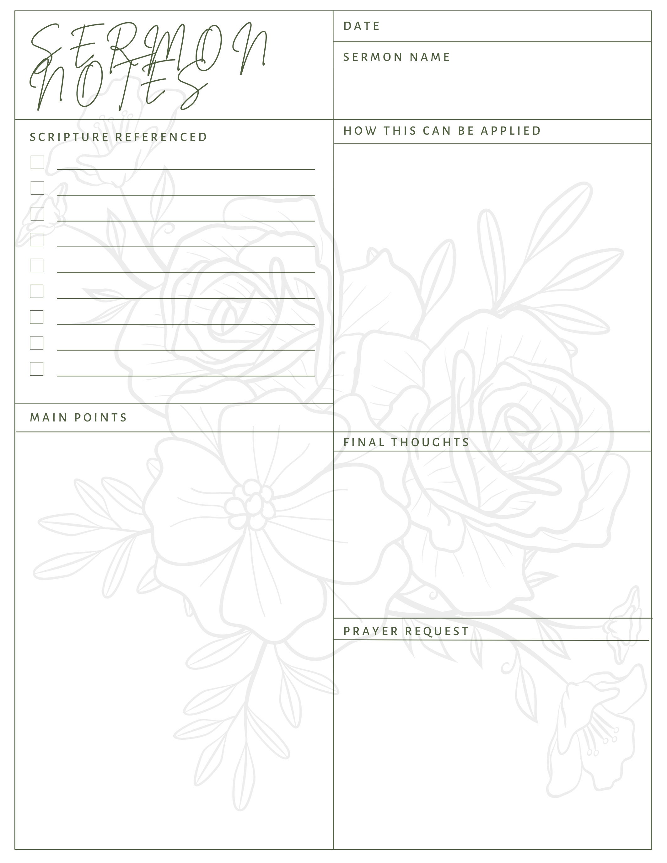 Church Notes PDF - Etsy