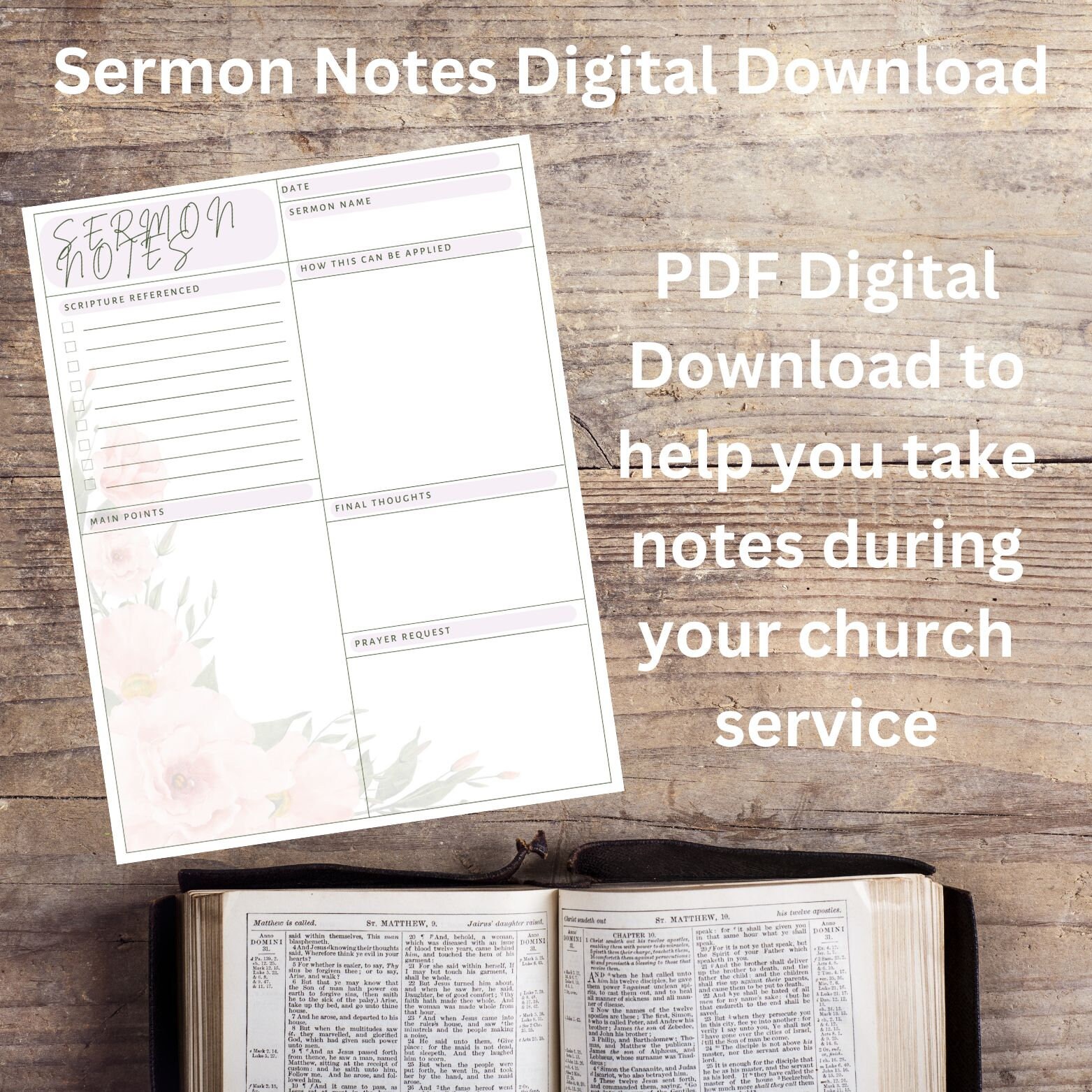 Church Notes PDF - Etsy
