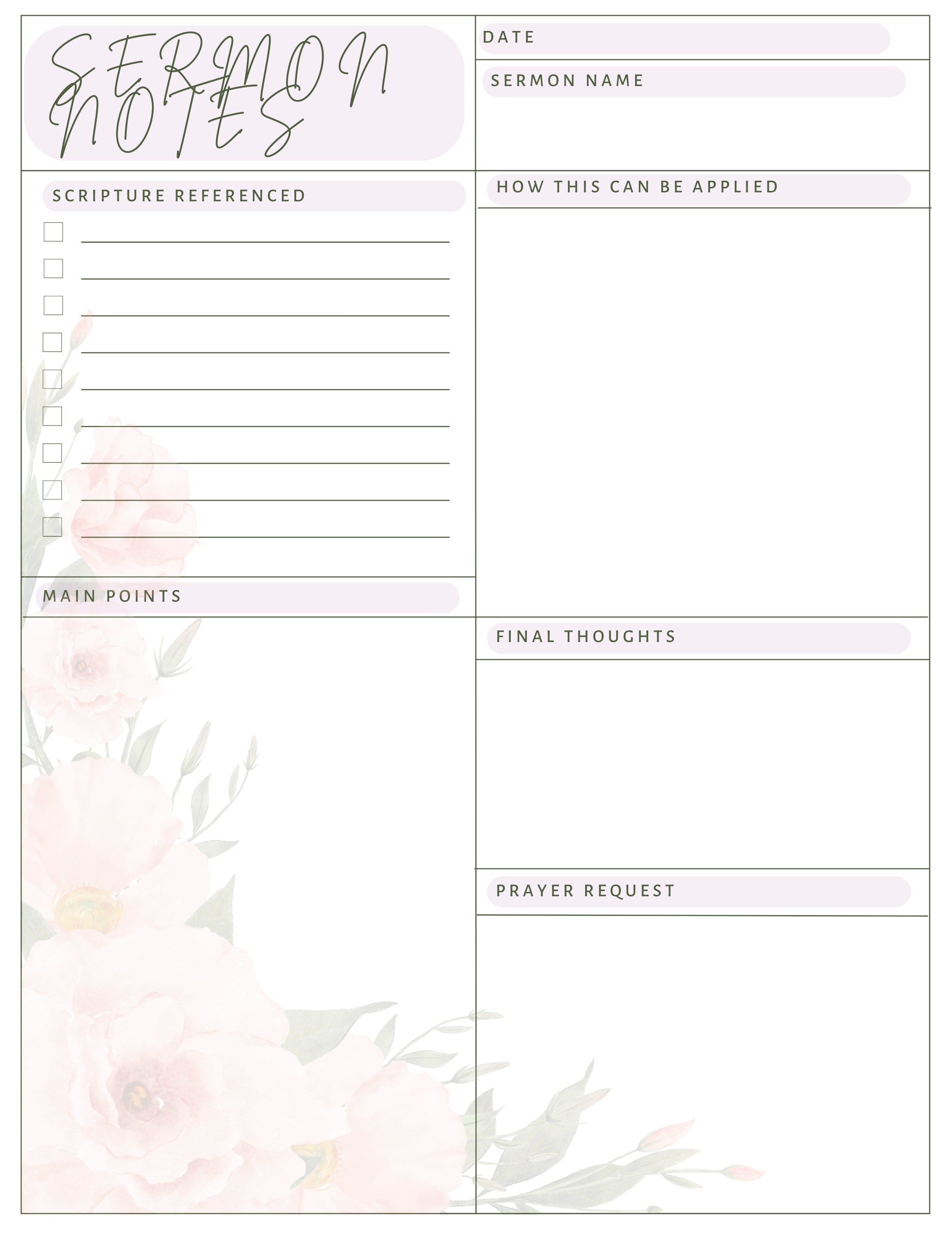 Church Notes PDF - Etsy