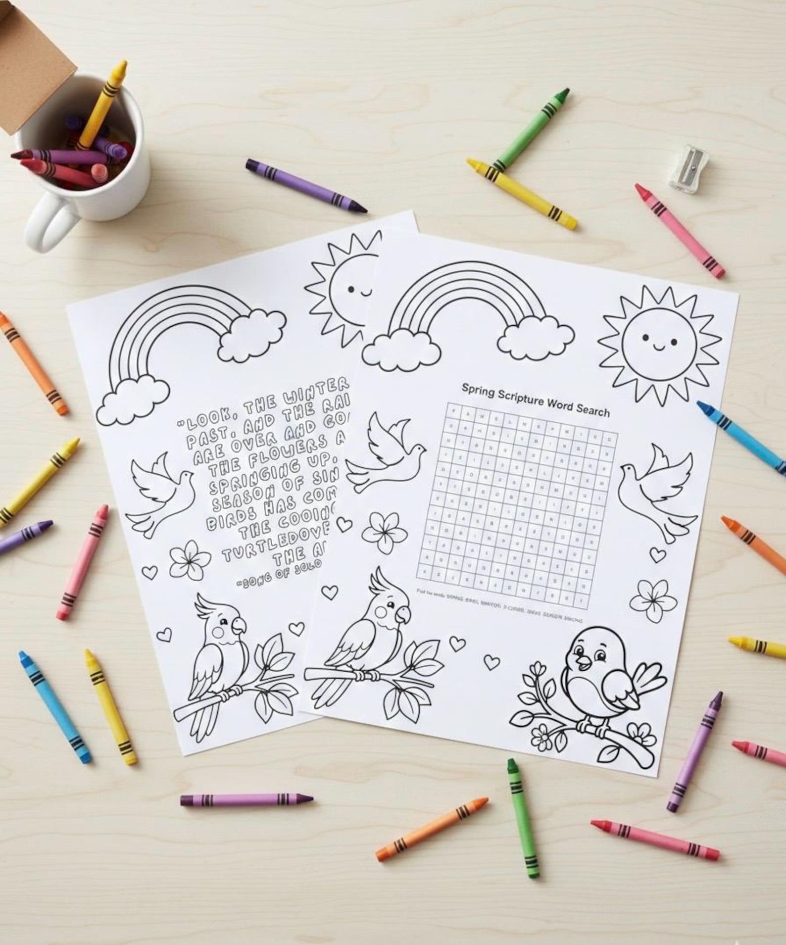 Spring Bible Verse Coloring Page & Word Search | Song of Solomon 2 ...