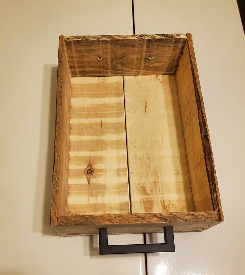 Rustic Wooden Storage Tray With Handles, Reclaimed Wood, Ottoman Tray ...