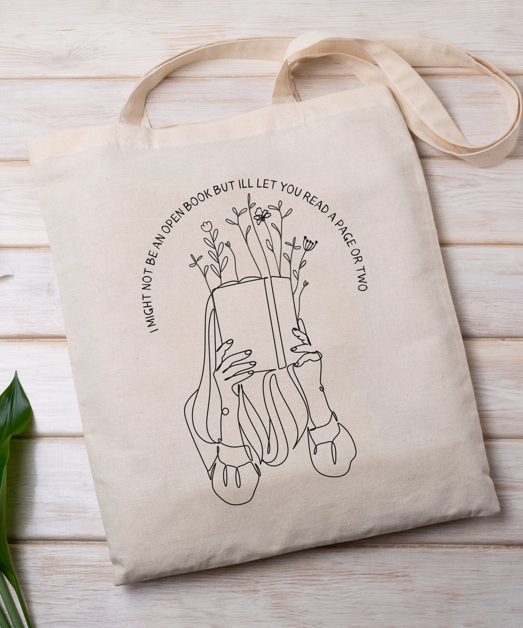 Canvas Tote Bag, Flower Book Bag, Book Lover Tote Bag, Literary Bag ...