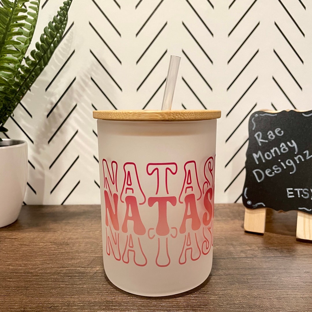 Personalized Stacked Name Mug | Custom Made Tumbler Bamboo Lid & Straw ...