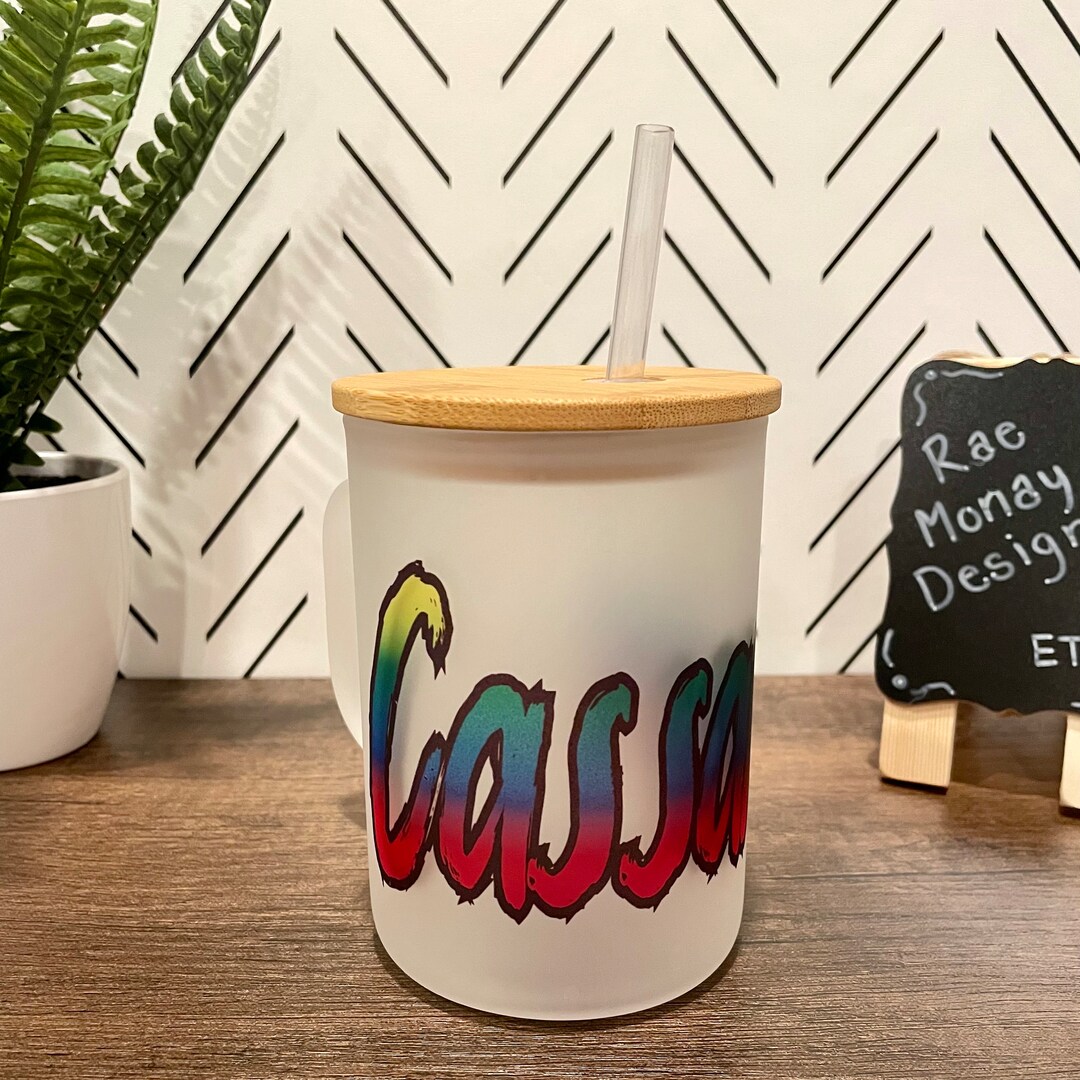 Personalized Name Mug | Custom Made Tumbler Bamboo Lid & Straw | 15oz ...