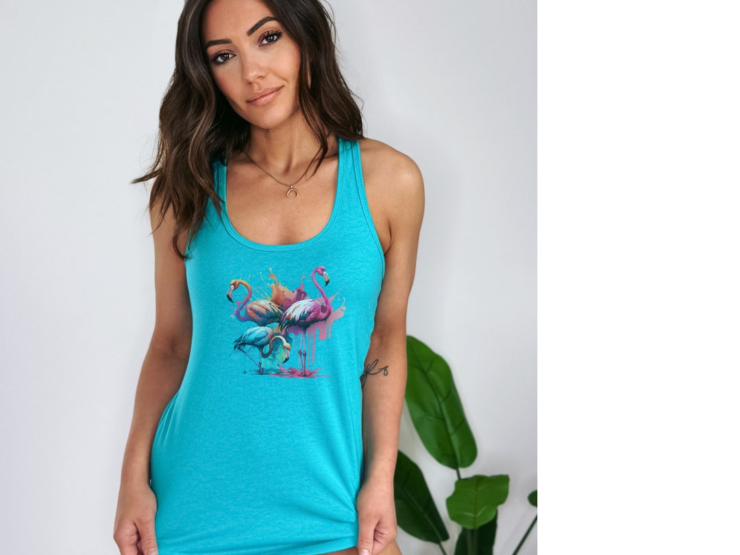 Colorful Flamingos Pop Art Tank Top Women's Ideal Racerback Tank - Etsy