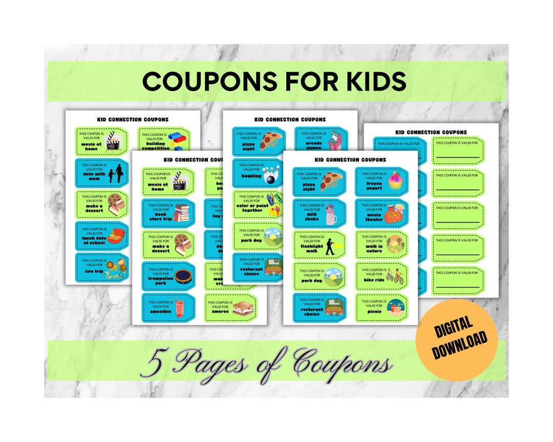 Fun Activity Coupons for Kids; Give Kids the Gift of Quality Time and ...