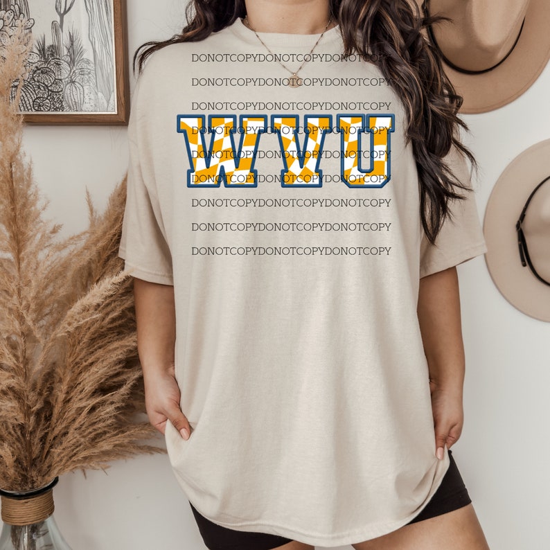 Faux Embroidery WVU PNG Digital Download ONLY Sublimation, Dtf ...