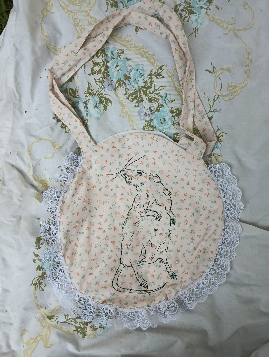 Rat Floral Purse With Lace and Pearls - Etsy