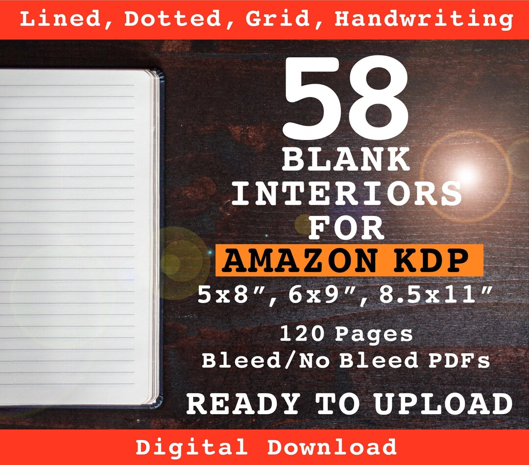 58 Amazon KDP Book Interiors Bundle, Lined, Dotted Dot Grid, Graph ...