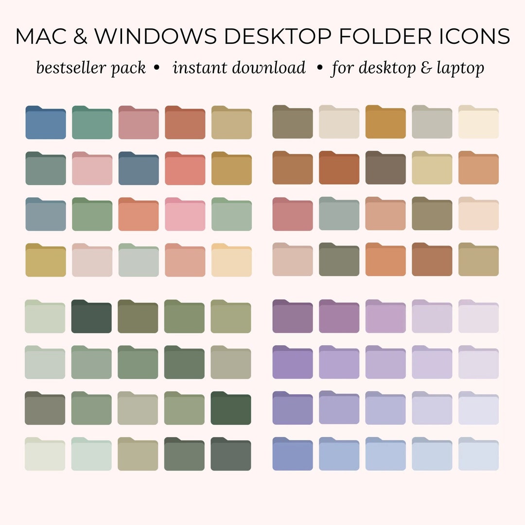 Computer Folder Icons for Mac and Windows Desktop and Laptop, Sage ...