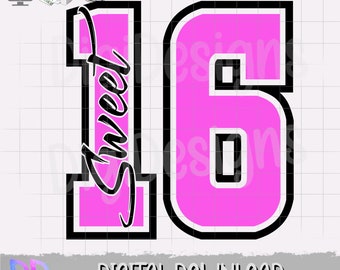 Sweet 16 SVG Sixteenth Birthday SVG 16th Birthday Digital Download Svg ...
