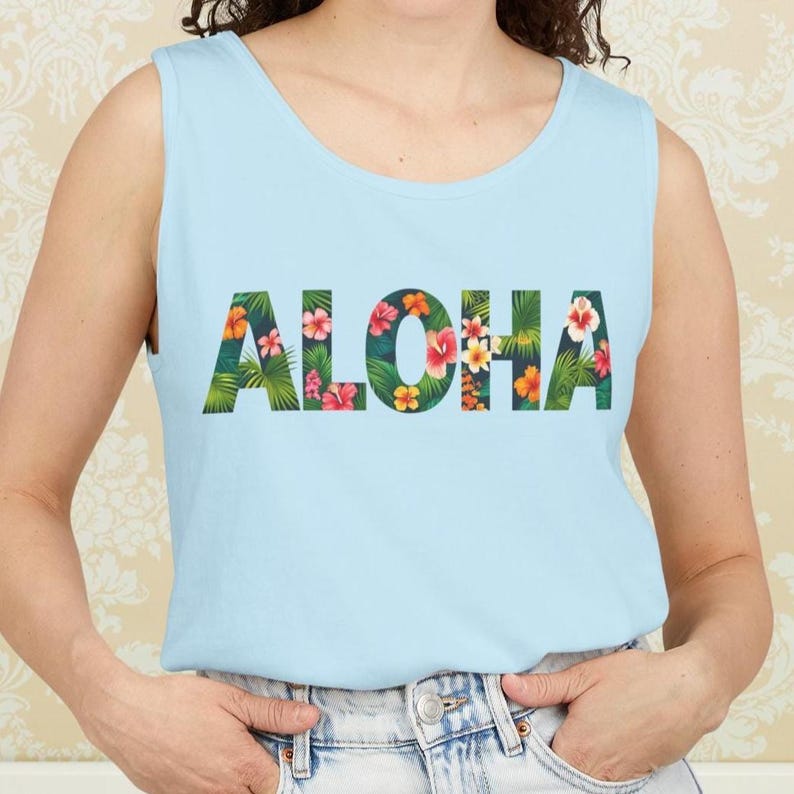 The Word Aloha W/ Tropical Design, Digital Clipart for T-shirt, Mug ...