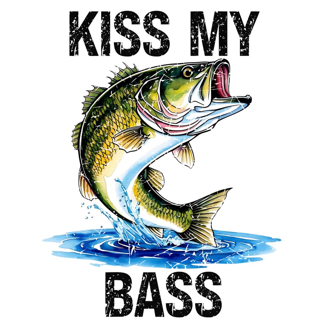 Grunge Style Sarcastic Bass Fish Fisherman, Digital Clipart for Fishing ...