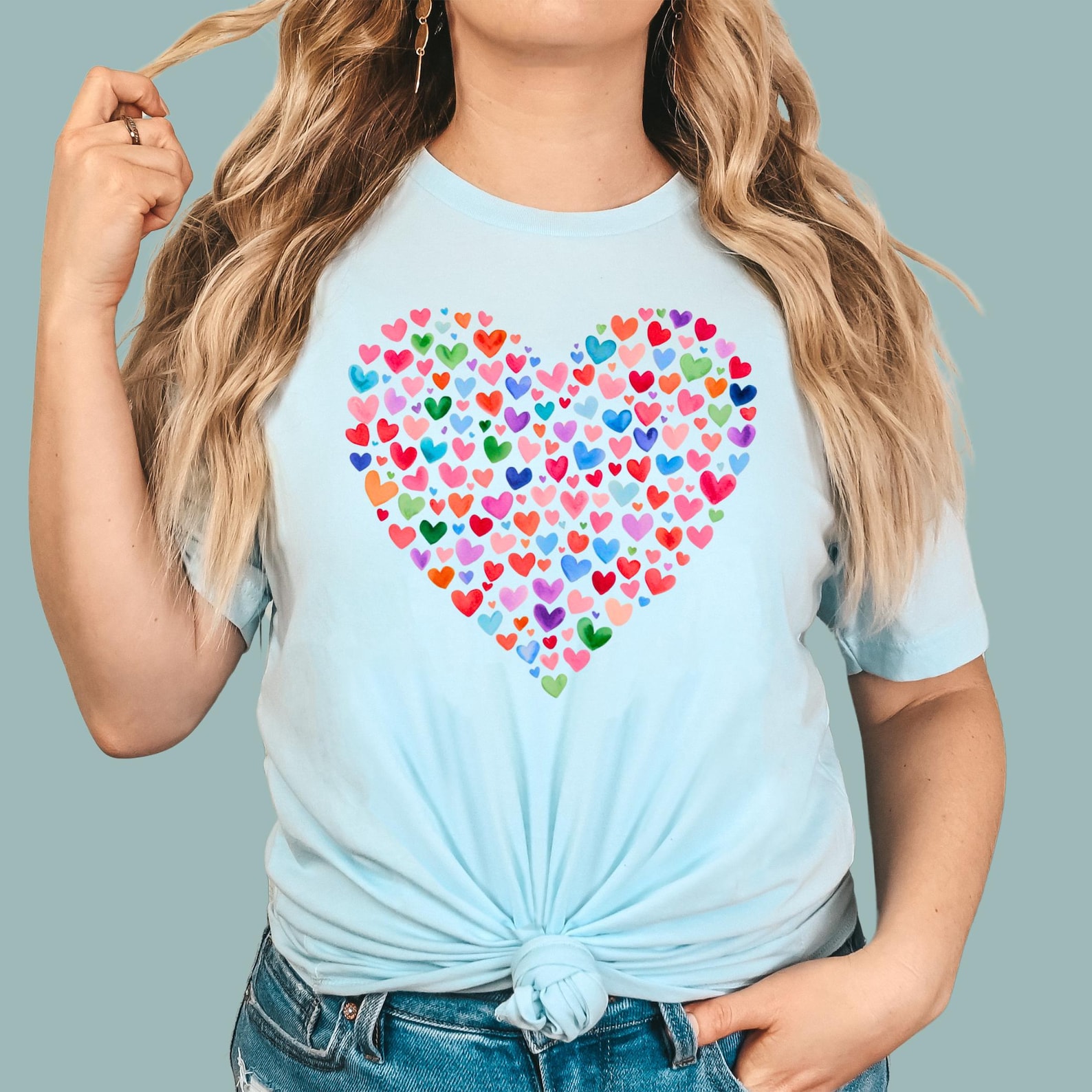 Watercolor Heart W Cute Colorful Hearts, Digital Clipart for T-shirt ...