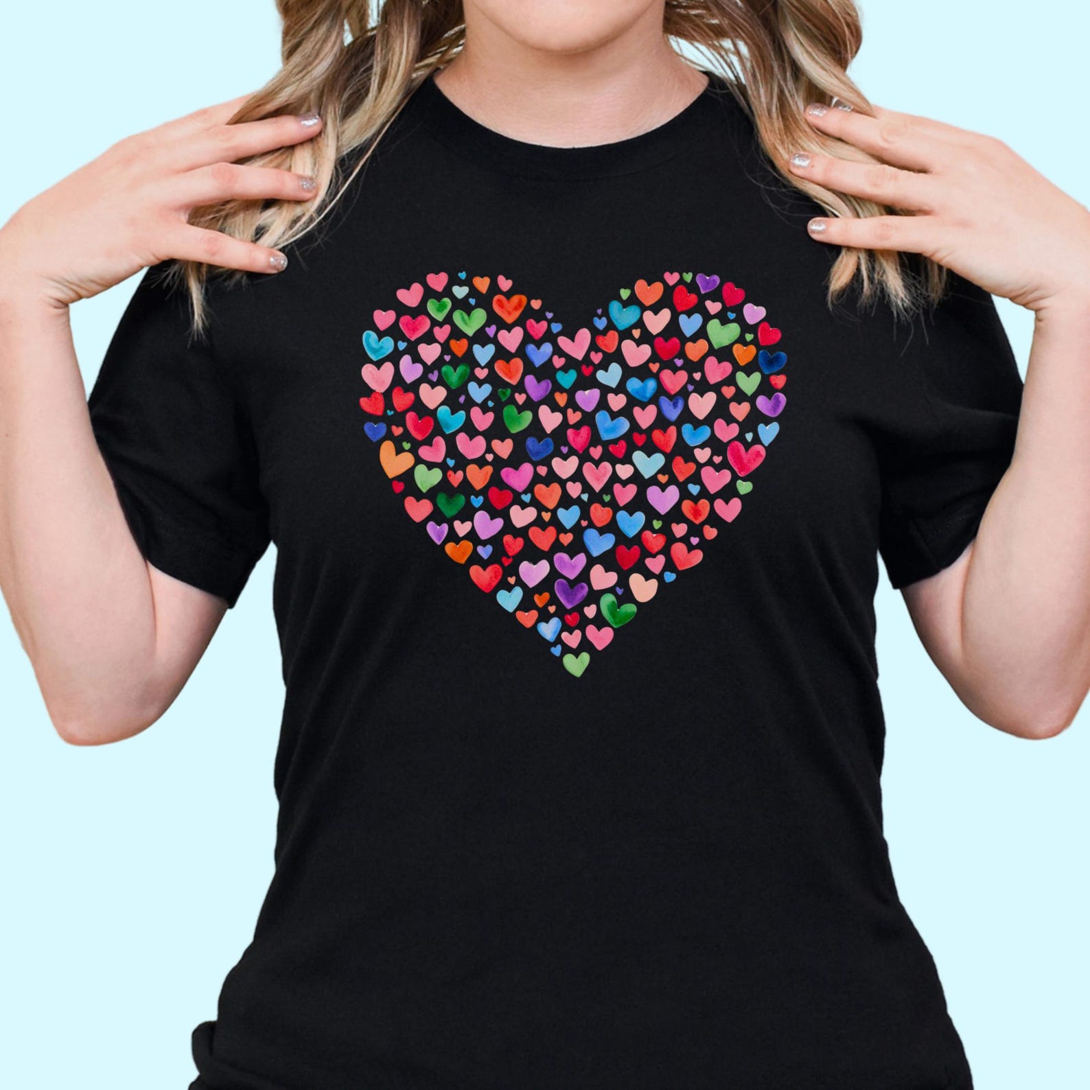 Watercolor Heart W Cute Colorful Hearts, Digital Clipart for T-shirt ...