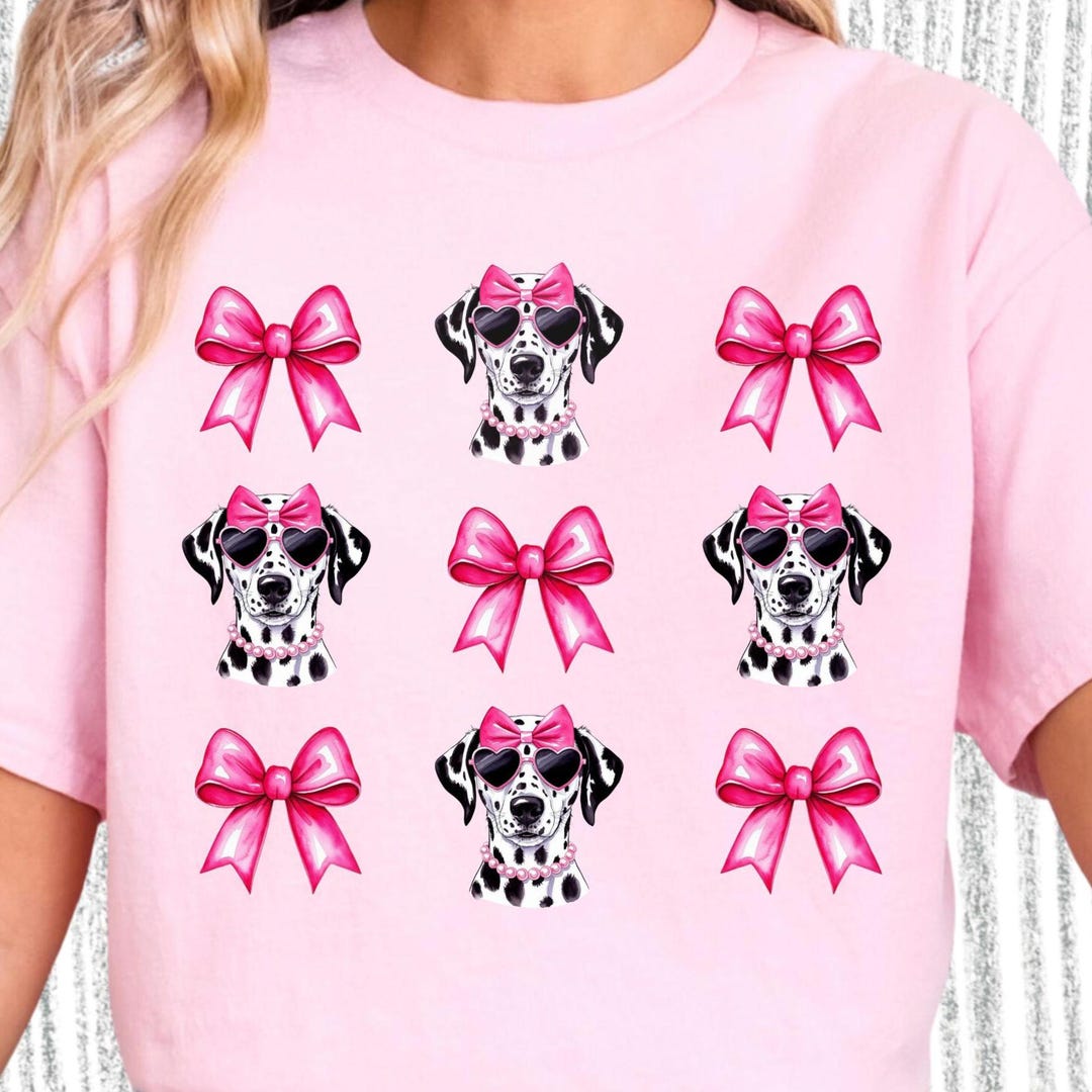 Dalmation With Pink Bow & Pink Sunglasses, Pink Bow Coquette Digital ...