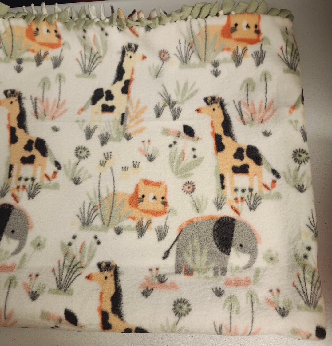 Personalized Jungle Animals Fleece Baby Blanket - Hand Tied - Etsy