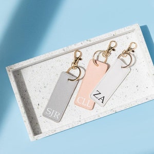 PERSONALISED KEYRING, Monogrammed Key Ring, Initials, Personalised Gift, Car Keychain, Faux ...