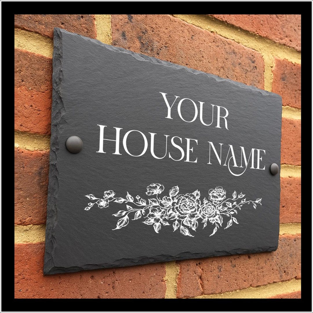 Personalised Natural Slate House Name Plaque, Custom House Address ...