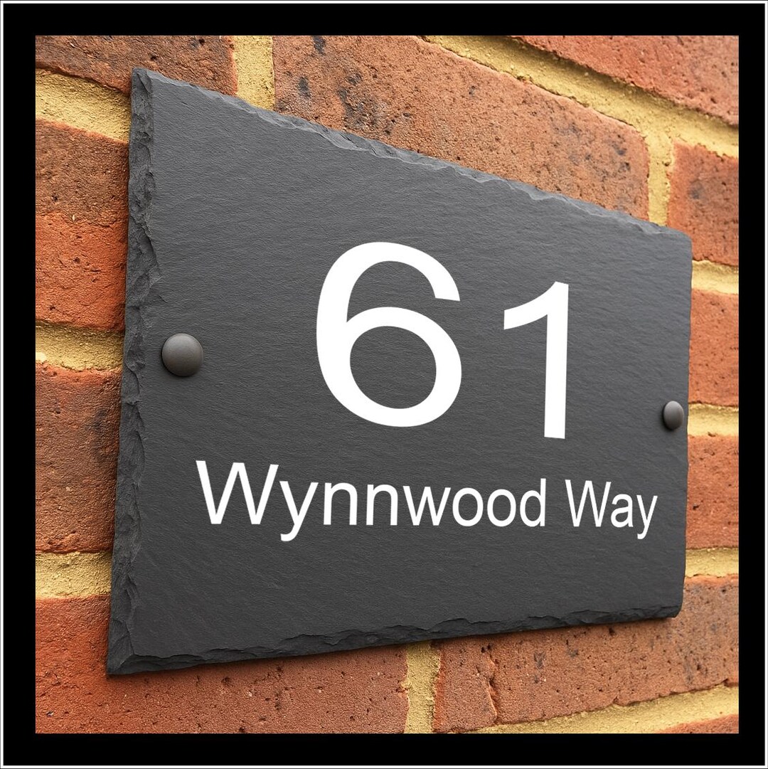 Personalised Natural Slate House Sign, Rustic Slate Plaque Home Decor ...