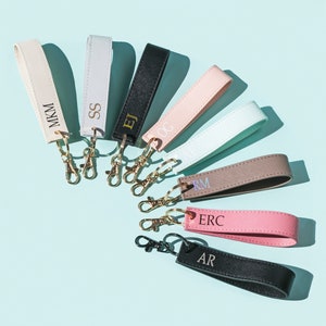 Personalised Wristlet Keyring, Monogrammed Strap Key Ring, Initials ...