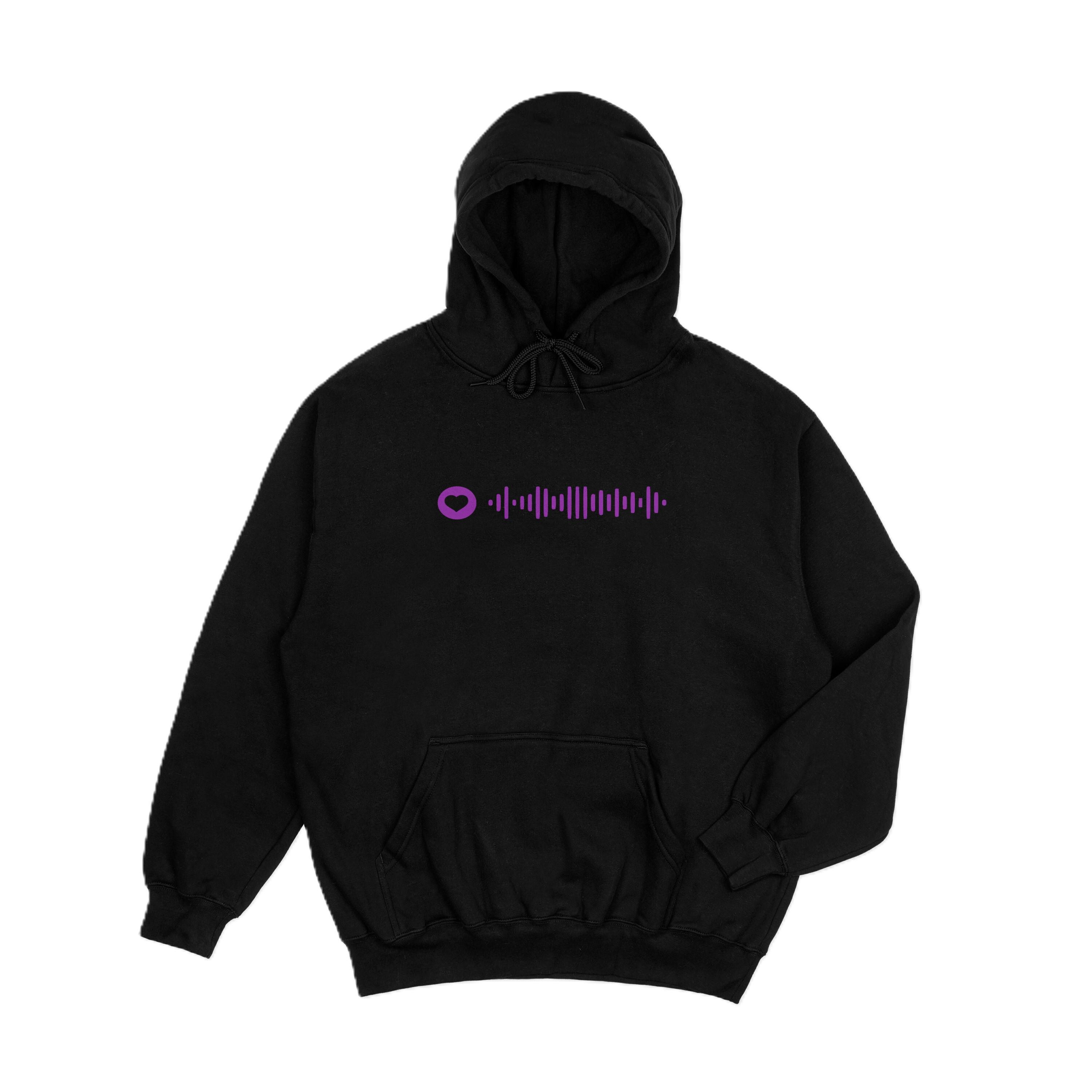 Personalised Music Code Embroidered Hoodie: Personalised Initial Sleeve ...
