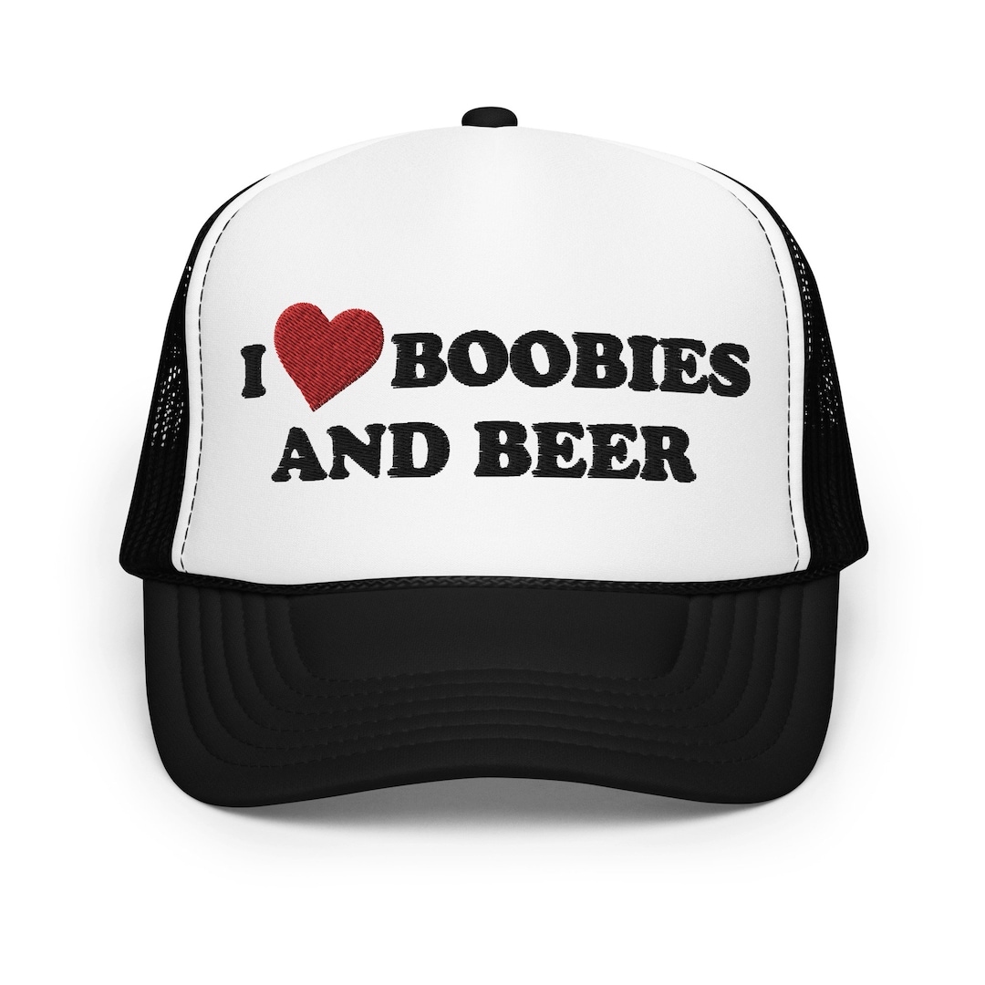 Fun Beer Cap With Embroidered 'I Heart Boobies and Beer' Design ...